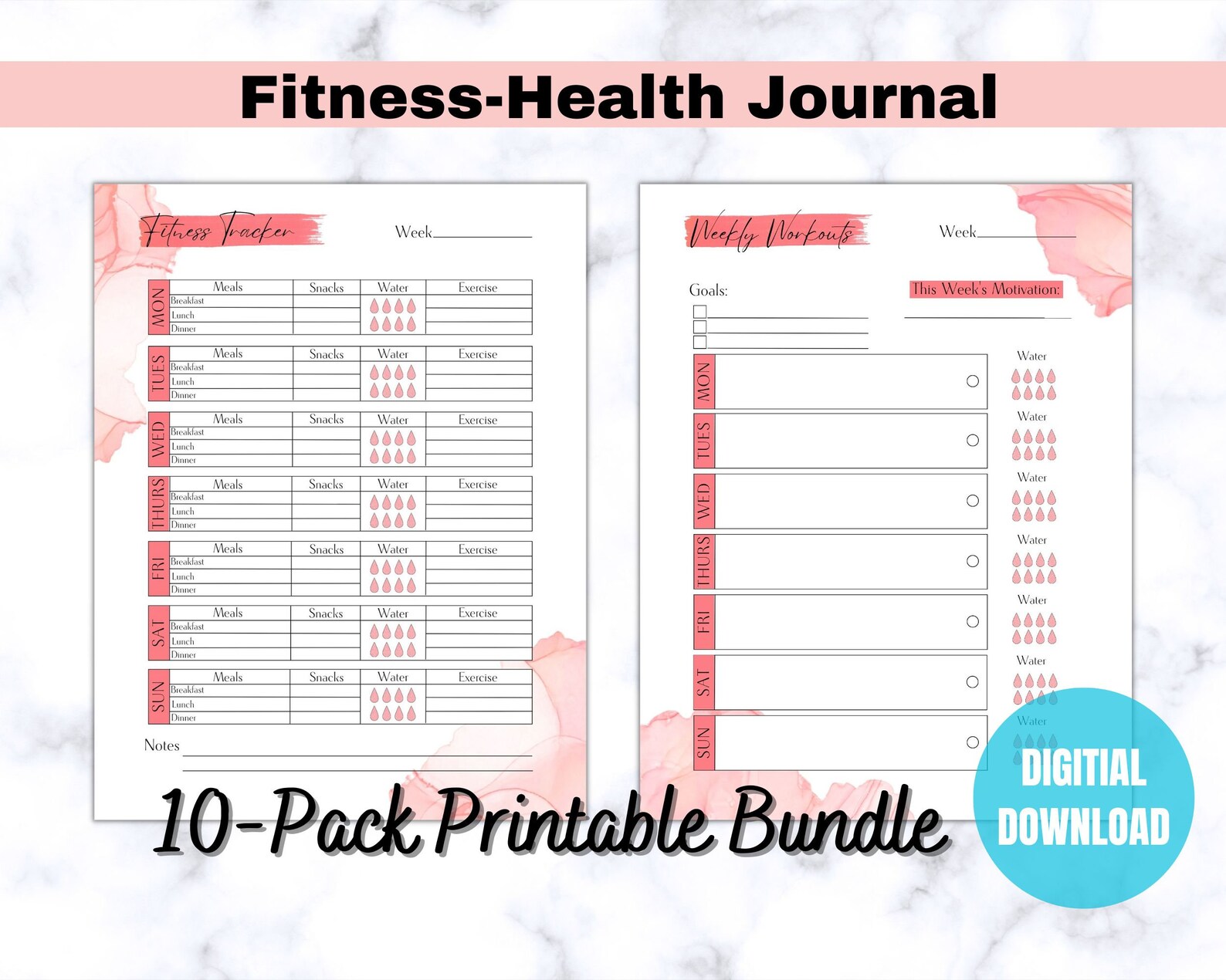 Health-wellness Planner Fitness Journal Weight Loss Tracker - Etsy