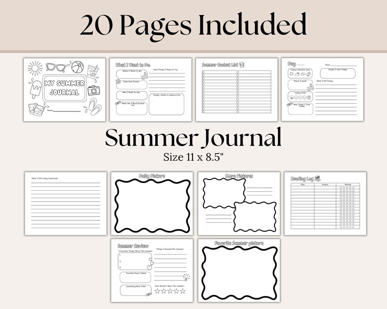 Summer Kids Activity Journal: Printable Games & Bucket List (PDF) - Etsy
