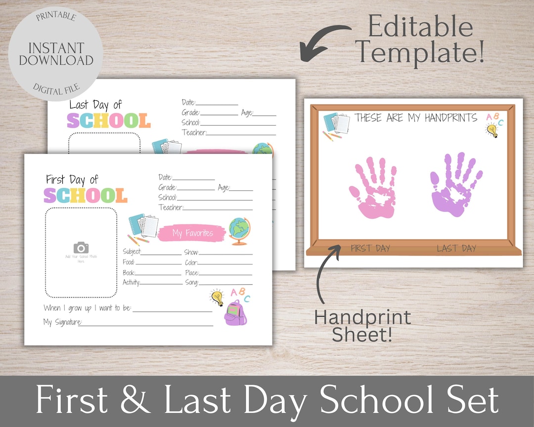Editable School Keepsake Template: First & Last Day Interview (digital ...