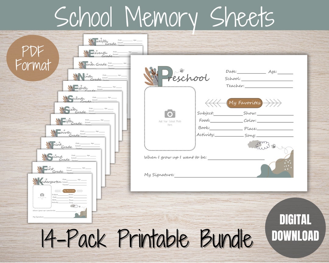 Kids Keepsake Journal, School Memory Book, School Memories, School ...