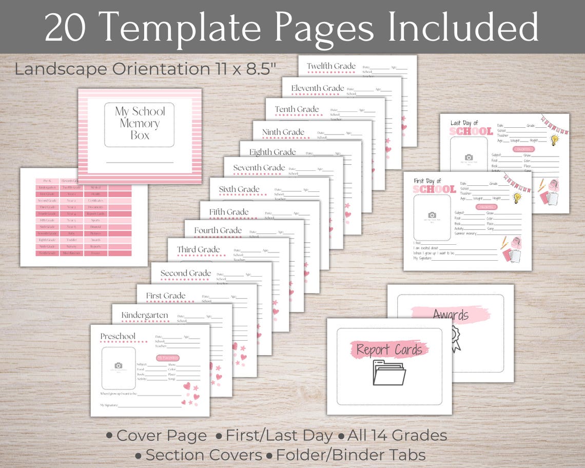 Editable School Memory Book Template: Kids Keepsake (digital Download ...