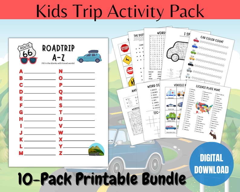 Kids Trip Activities, Family Road Trip Activity, Family Vacation ...