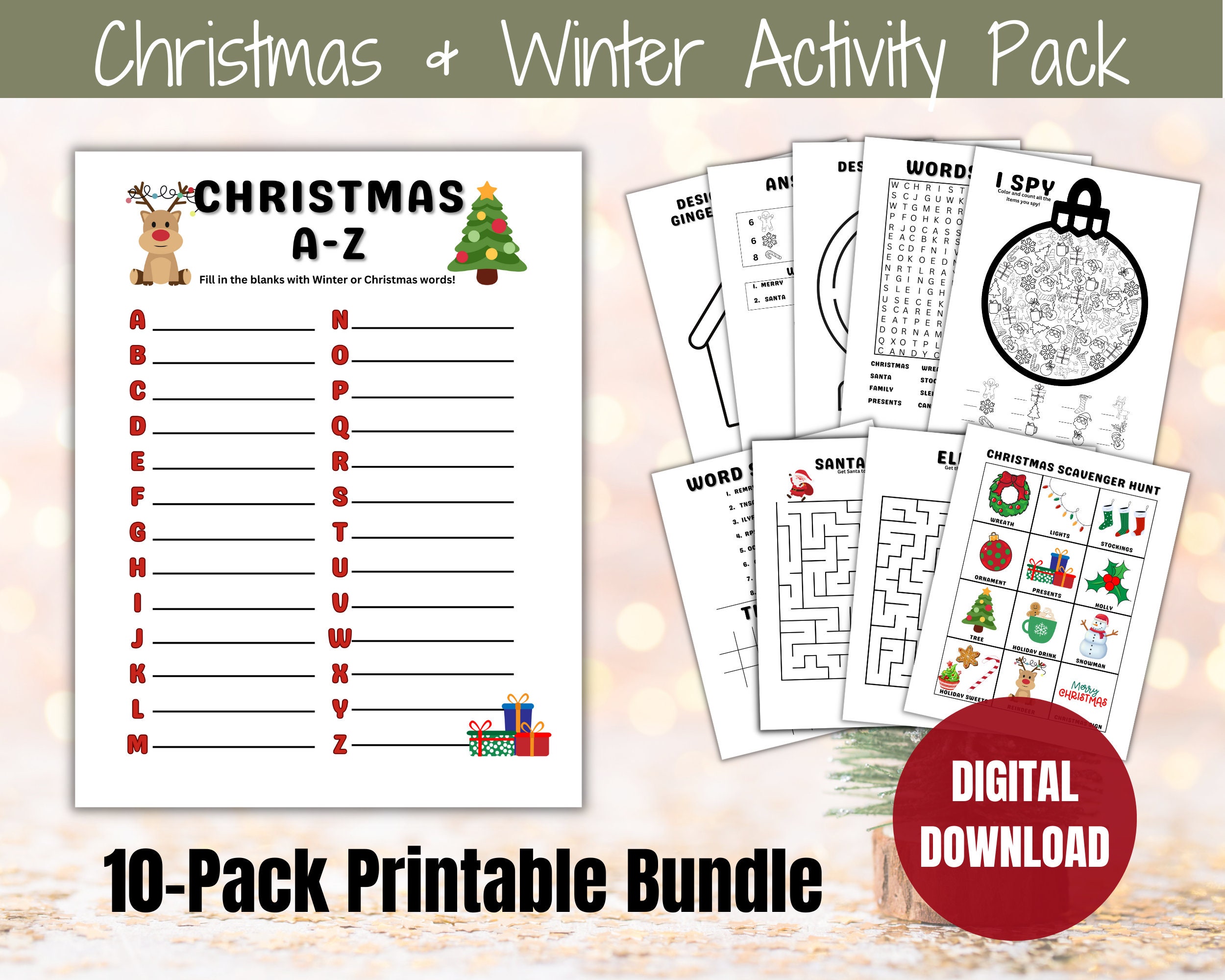 Christmas Activity Printable, Holiday Coloring, Holiday Party Games ...