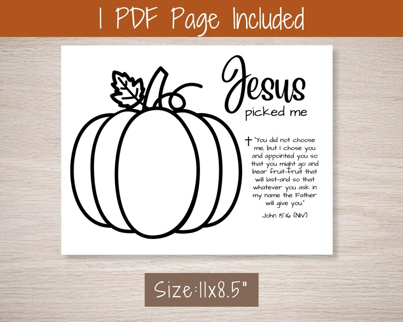 Jesus Picked Me Pumpkin Craft: Fall Bible Activity (digital Download ...