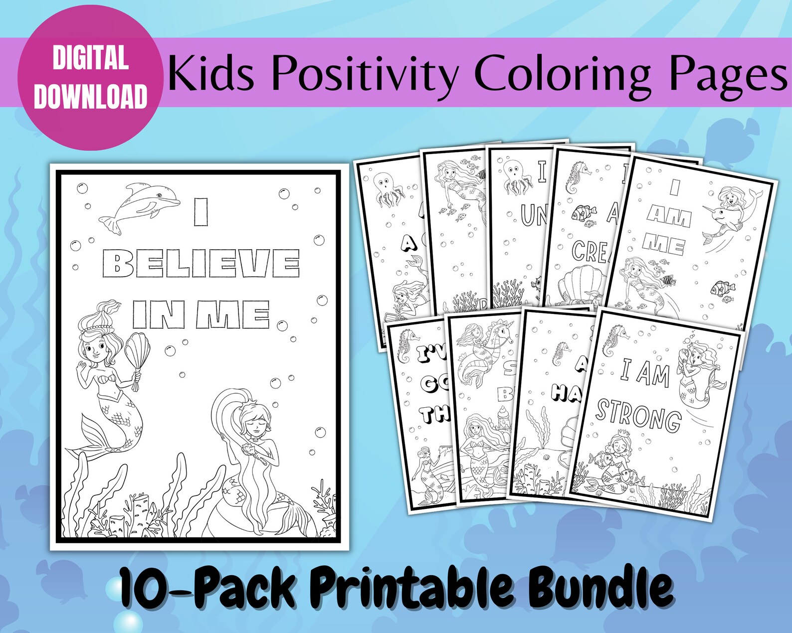 Kids Positivity Coloring Pages, Affirmation Coloring, Positive Mental ...