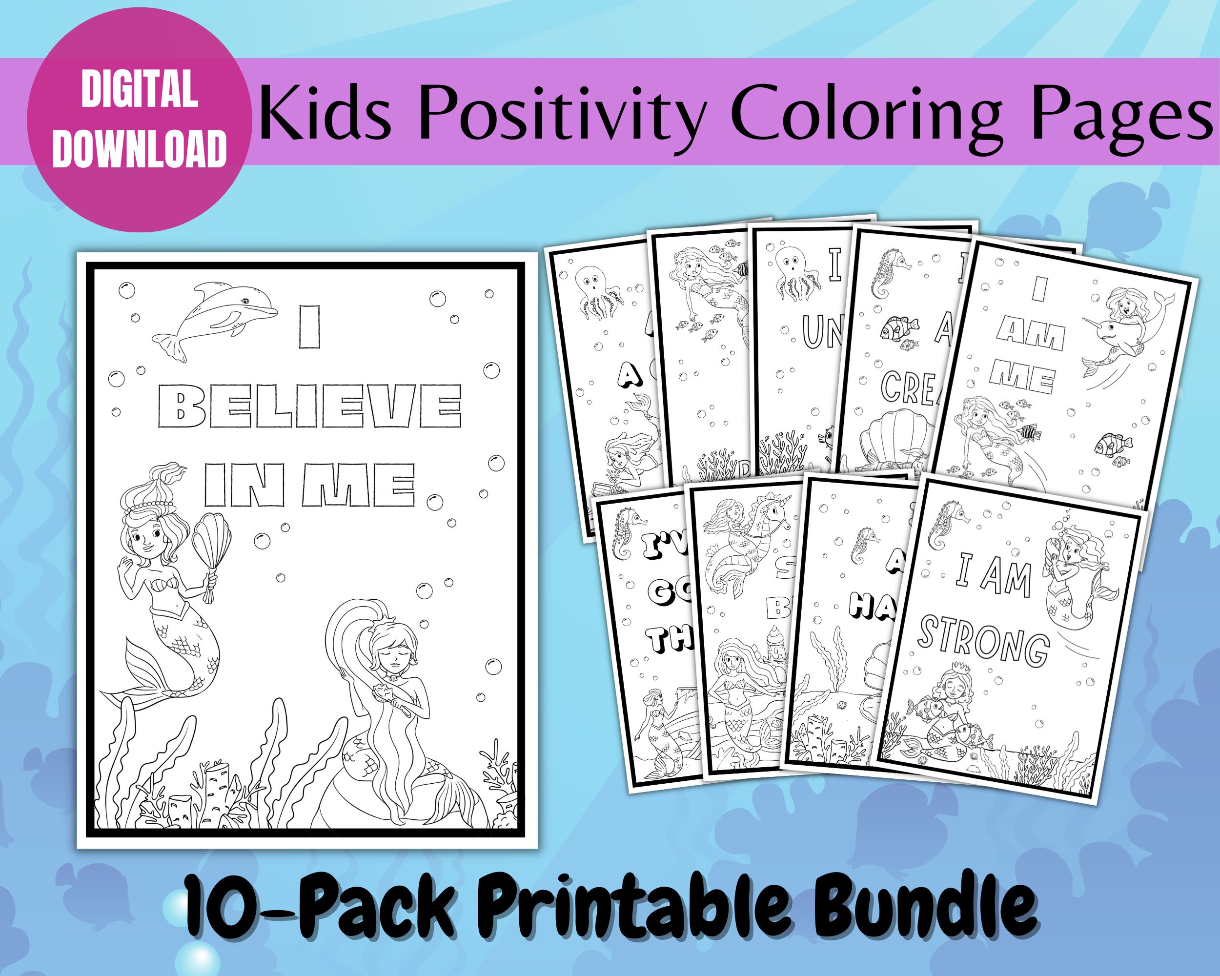 Kids Positivity Coloring Pages, Affirmation Coloring, Positive Mental ...