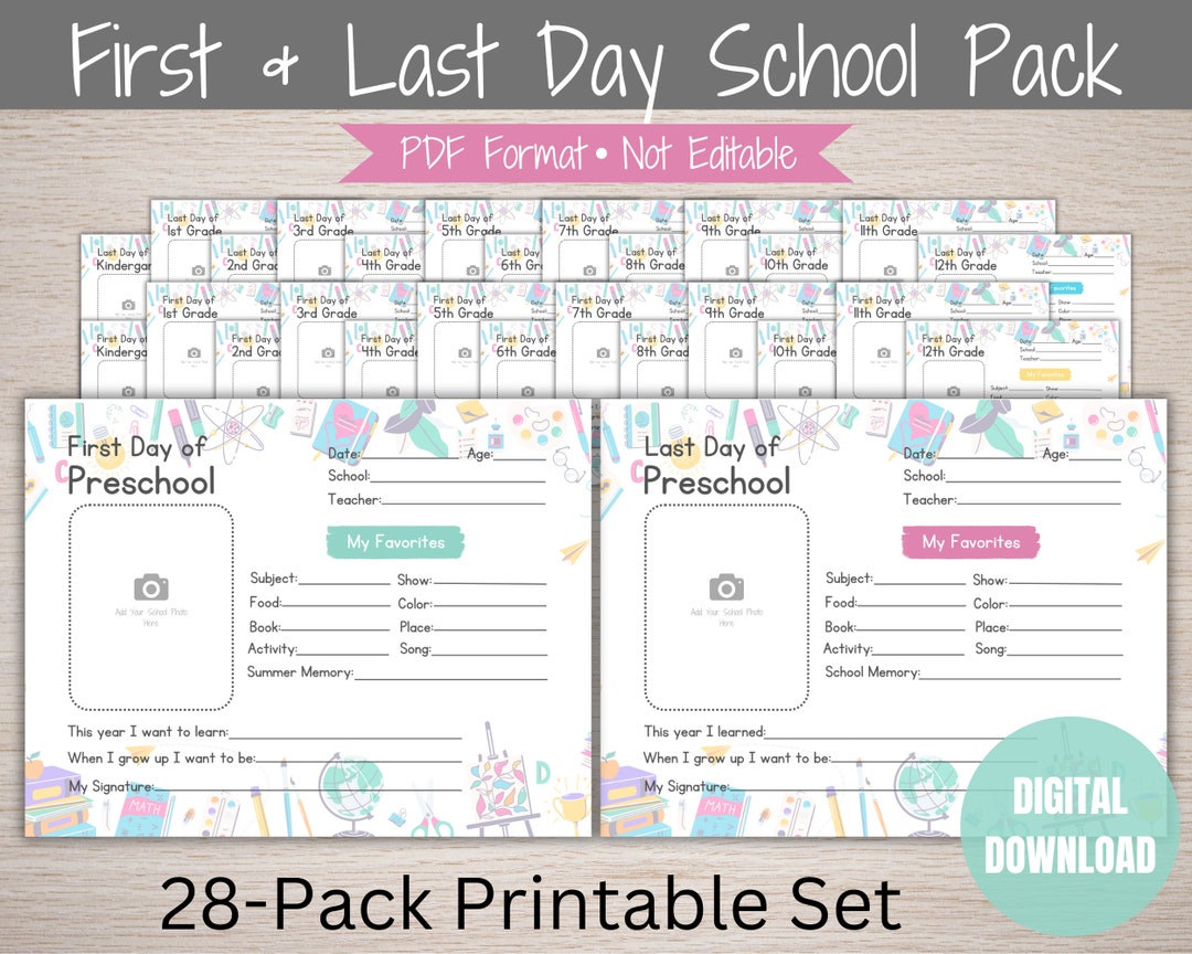 Kids School Interview Printable: First & Last Day Keepsake (PDF) - Etsy
