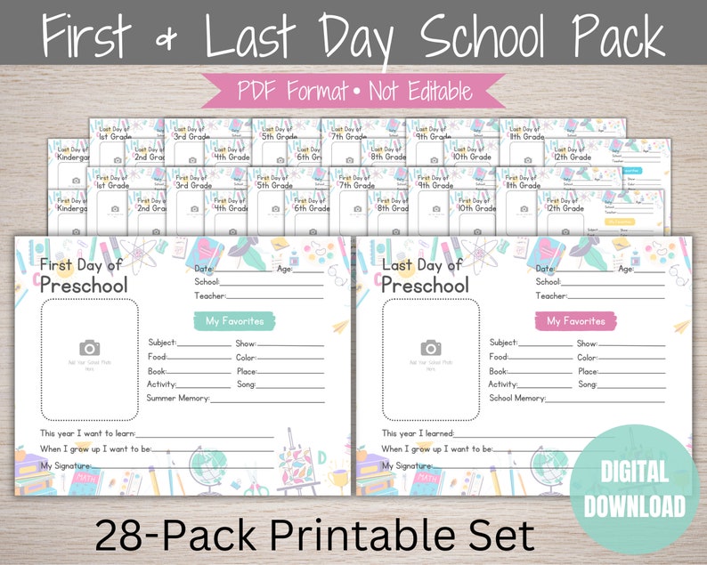 Kids School Interview Printable: First & Last Day Keepsake (PDF) - Etsy