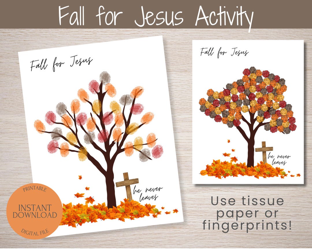 Fall for Jesus Tissue Paper Craft, Fall Bible Craft, Printable Fall Leaves Craft Toddlers Kids ...