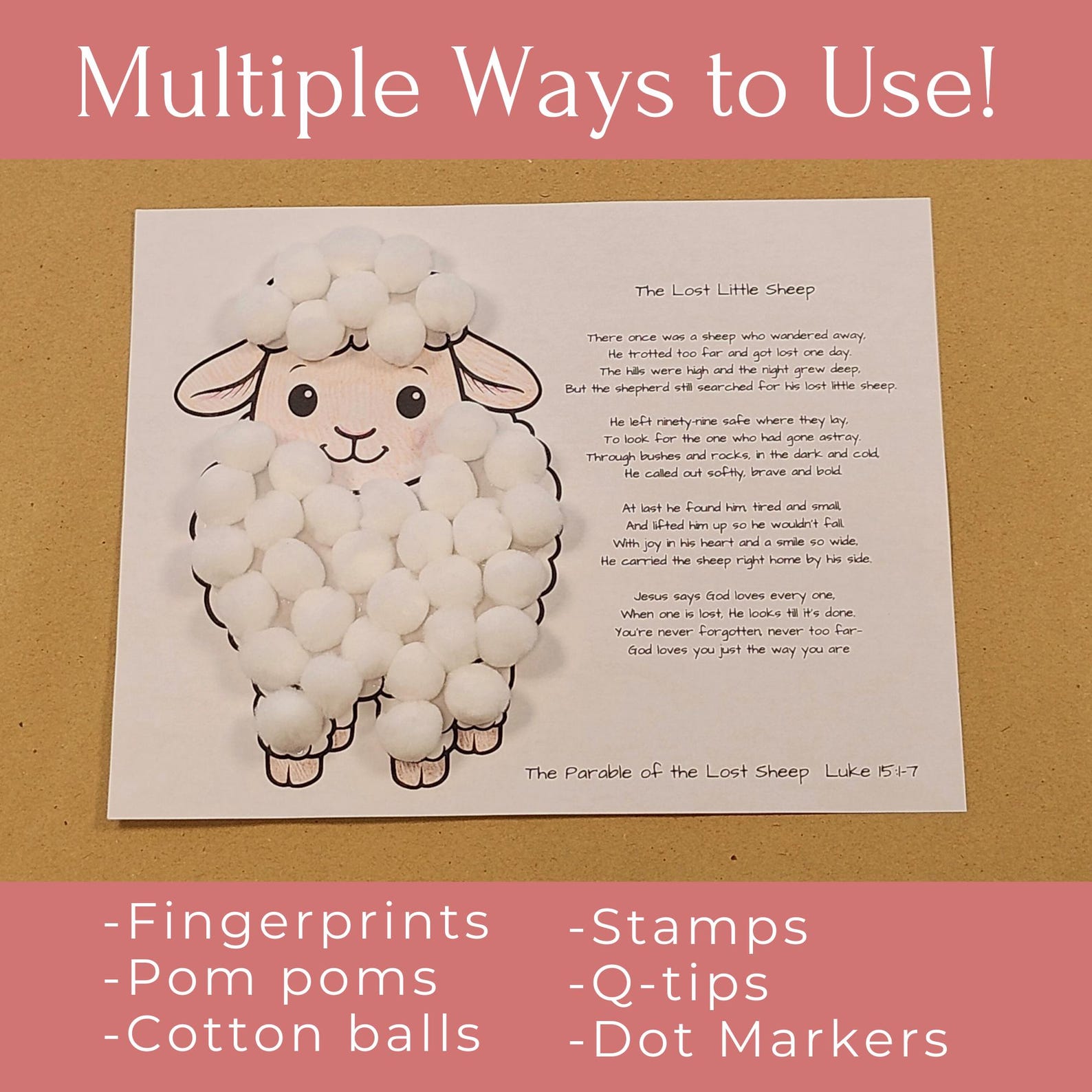 Lost Sheep Kids Fingerprint Craft, the Parable of the Lost Sheep ...