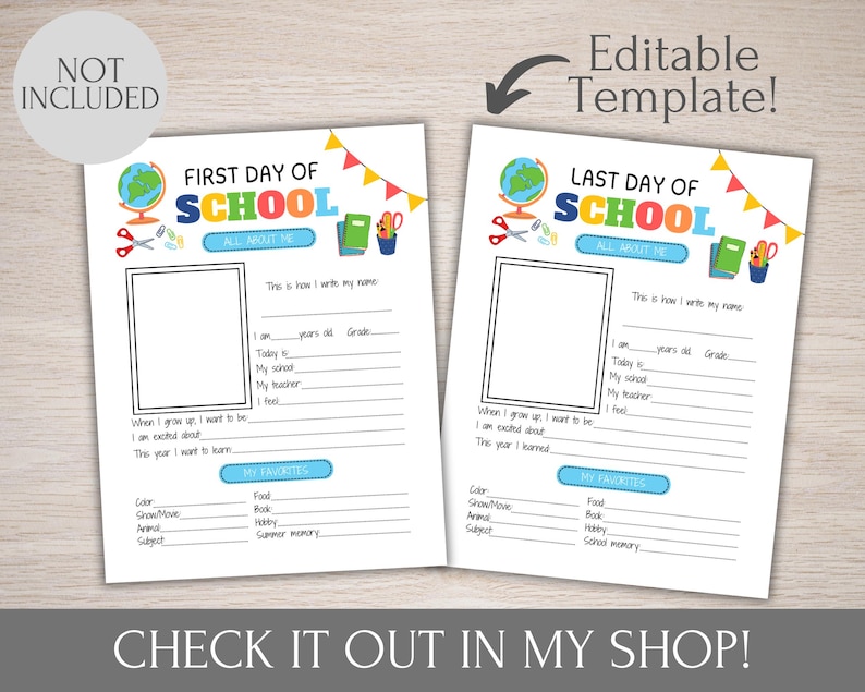 First and Last Day of School Interview Printable Keepsake (digital ...