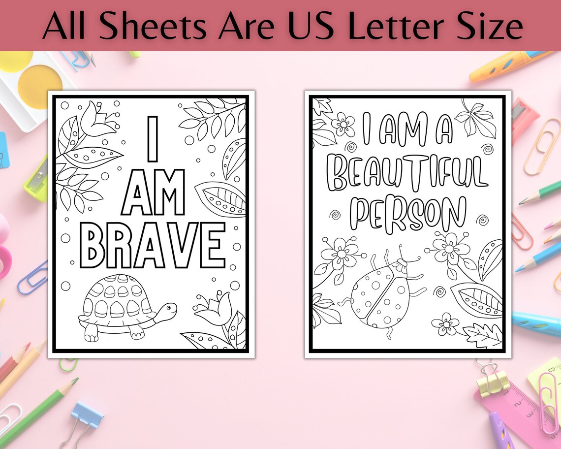 Kids Positivity Coloring Pages, Affirmation Coloring, Positive Mental ...