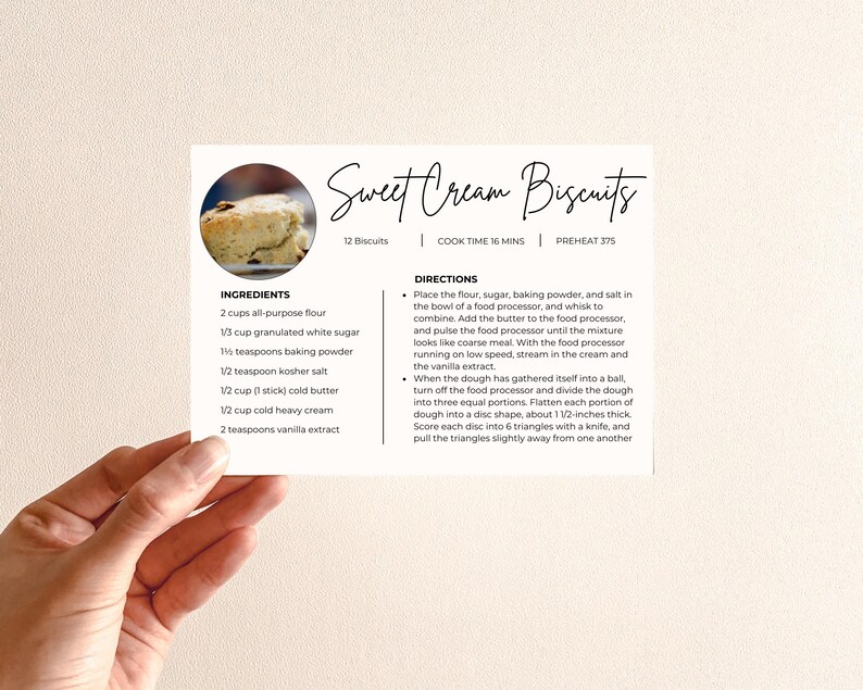 Editable Recipe Card Template: Modern Minimalist Design (instant ...