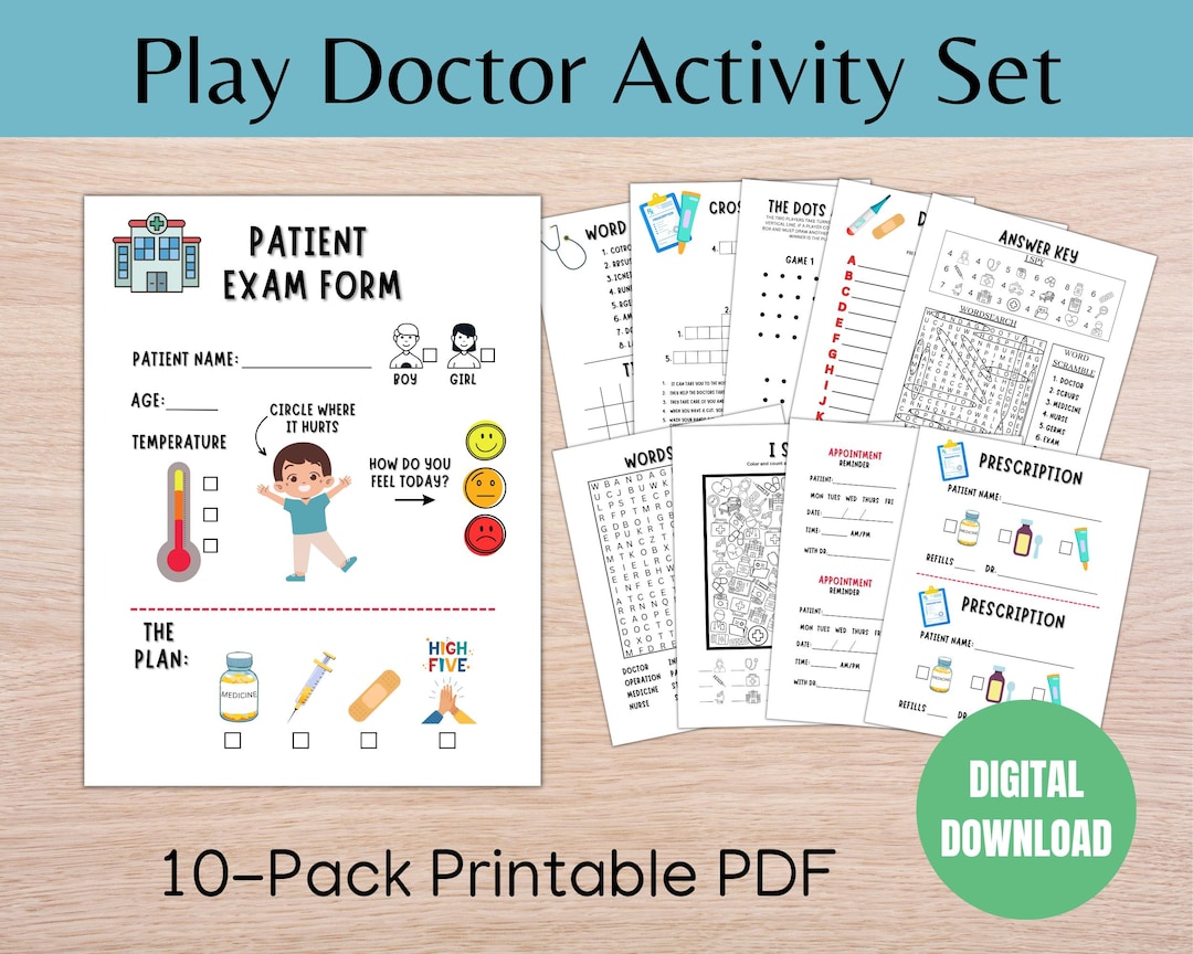 Pretend Play Dr. Activities, Doctor Themed Games, Kids Hospital Sheets ...
