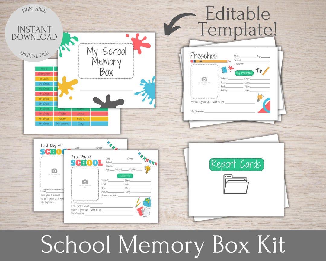 Editable School Memory Book Template: Kids Keepsake (digital Download ...