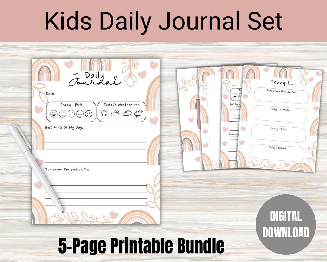 Kids Daily Gratitude Journal: Printable Activity Pages (digital ...