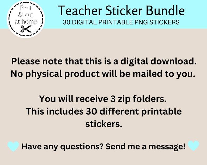 Digital Printable Teacher Stickers, Education Stickers, Teacher Print ...