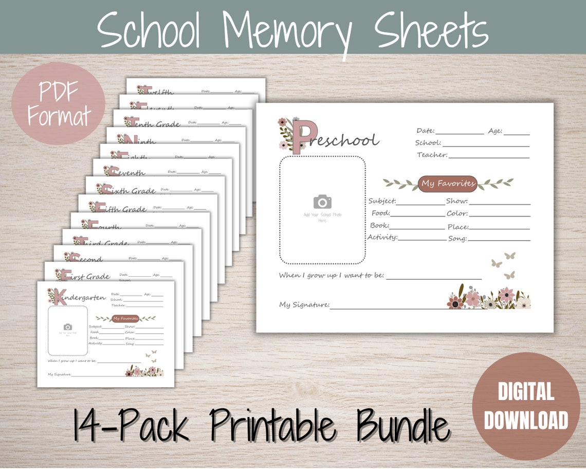 Kids Keepsake Journal, School Memory Book, School Memories, School ...