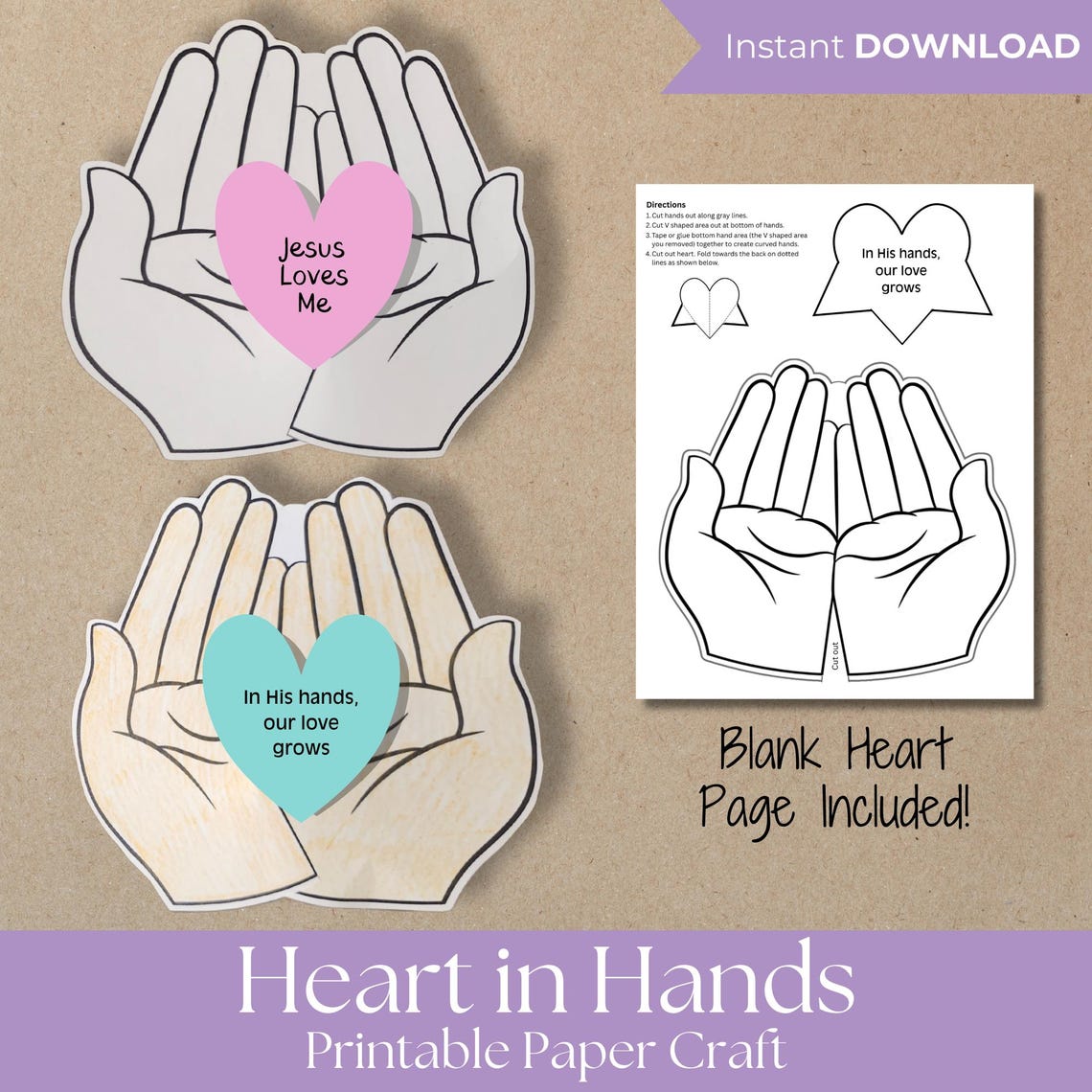 Hearts in Hand Craft, Christian Kids Craft, Christian Craft, Bible ...