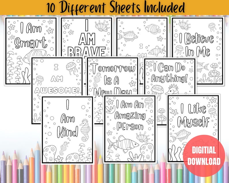 Kids Positivity Coloring Pages Affirmation Coloring Positive - Etsy