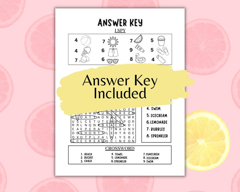 Summer Kids Activity Pack: 10-page Printable Games (digital Download ...