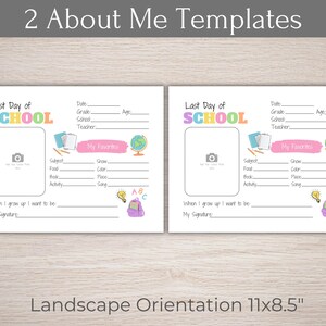 Editable School Keepsake Template: First & Last Day Interview (digital ...