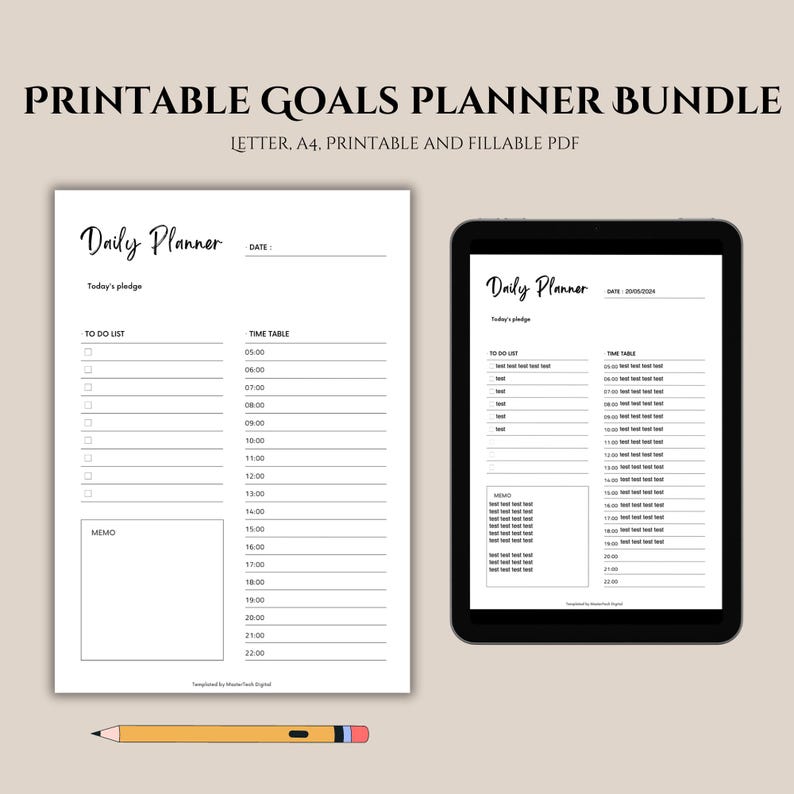 12 Goals Setting Planner Printable Worksheets Bundle: Daily, Weekly ...