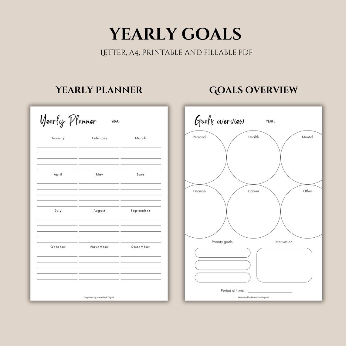 12 Goals Setting Planner Printable Worksheets Bundle: Daily, Weekly ...