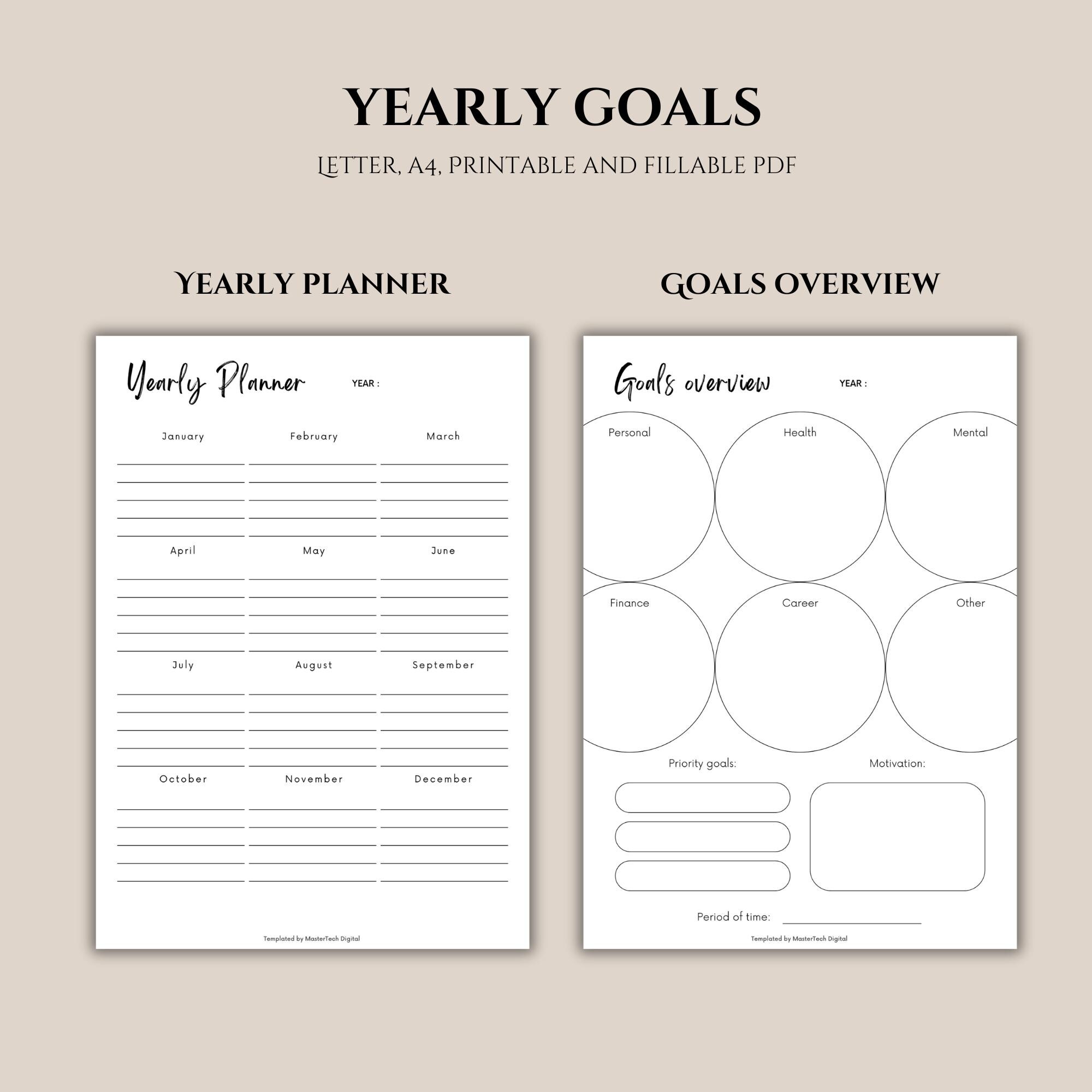 12 Goals Setting Planner Printable Worksheets Bundle: Daily, Weekly ...