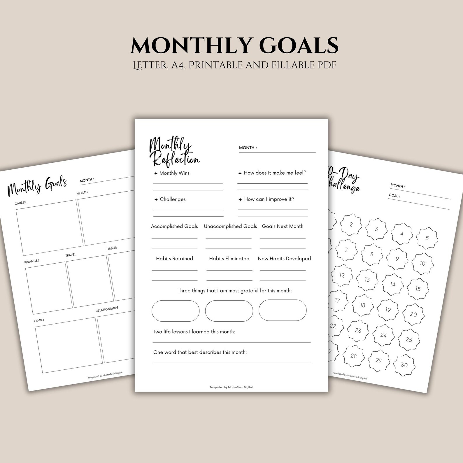 12 Goals Setting Planner Printable Worksheets Bundle: Daily, Weekly ...