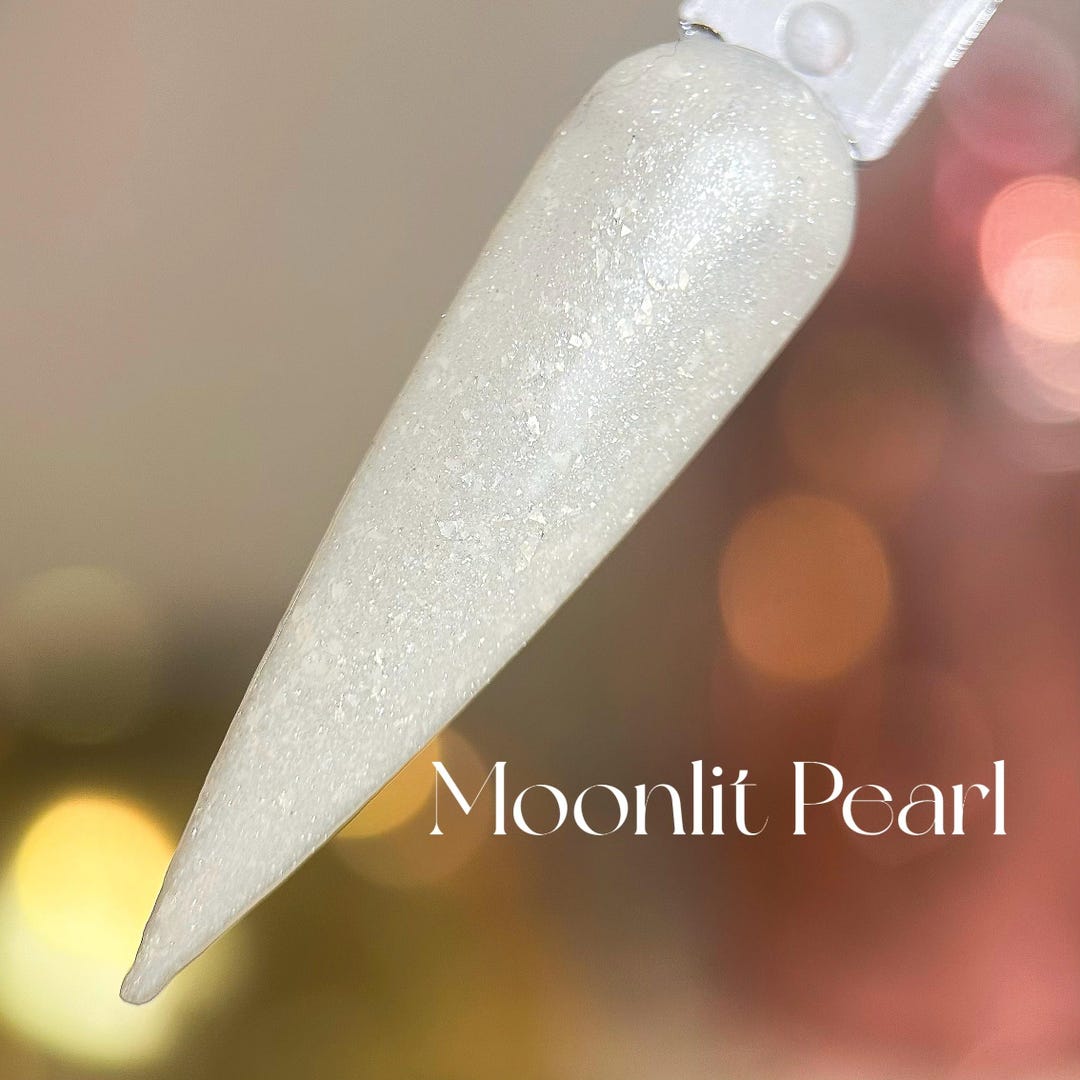 Moonlit Pearl Creamy White Silver Shimmer Peal Flakes Gel Polish | Non ...
