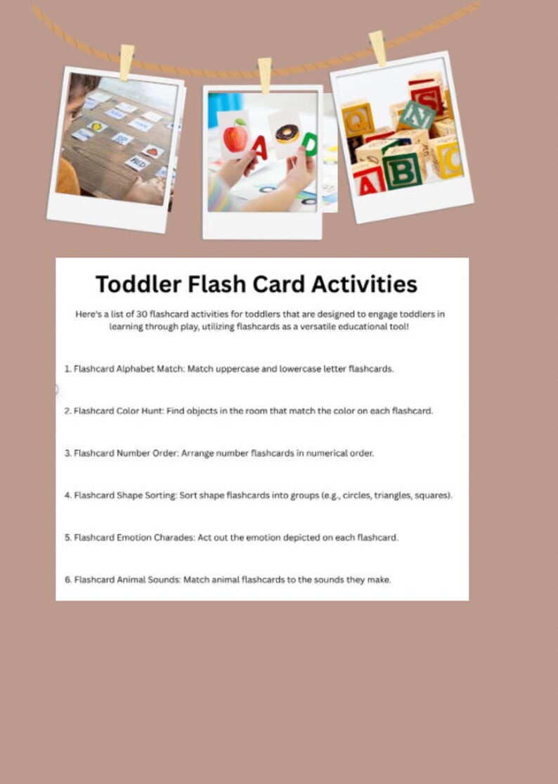 Flashcard Activities Designed for Toddlers During Group Time 30 ...