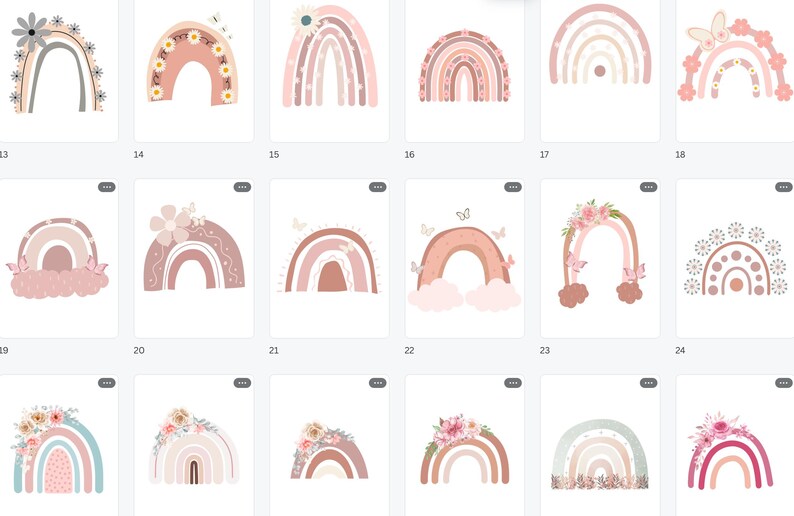 Floral Boho Rainbow Digital Download ONLY PNG Decor for Nursery, Baby ...