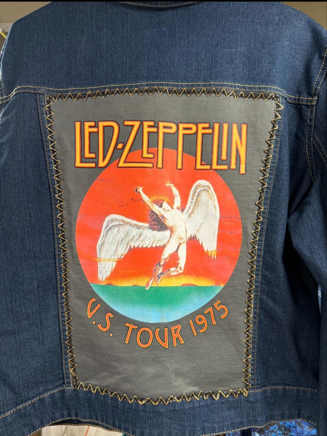 Ladie's Brand New Led Zeppellin, Blue Denim Jacket, Size XL, Faded ...