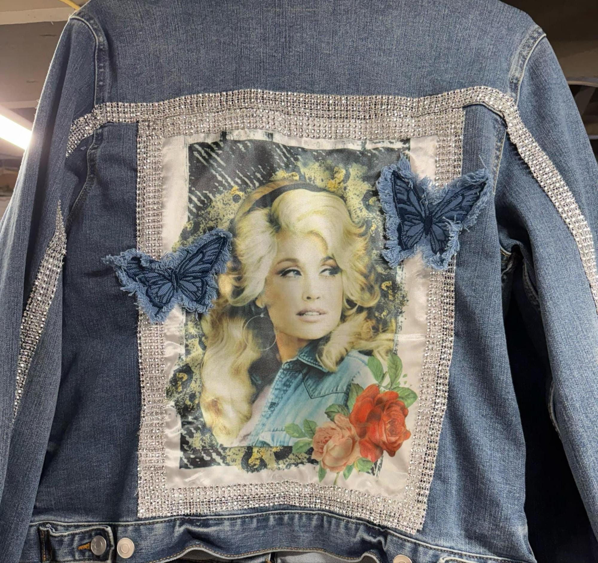 Dolly Parton Denim Jacket, Upcycled Denim Jacket With Dolly Parton ...