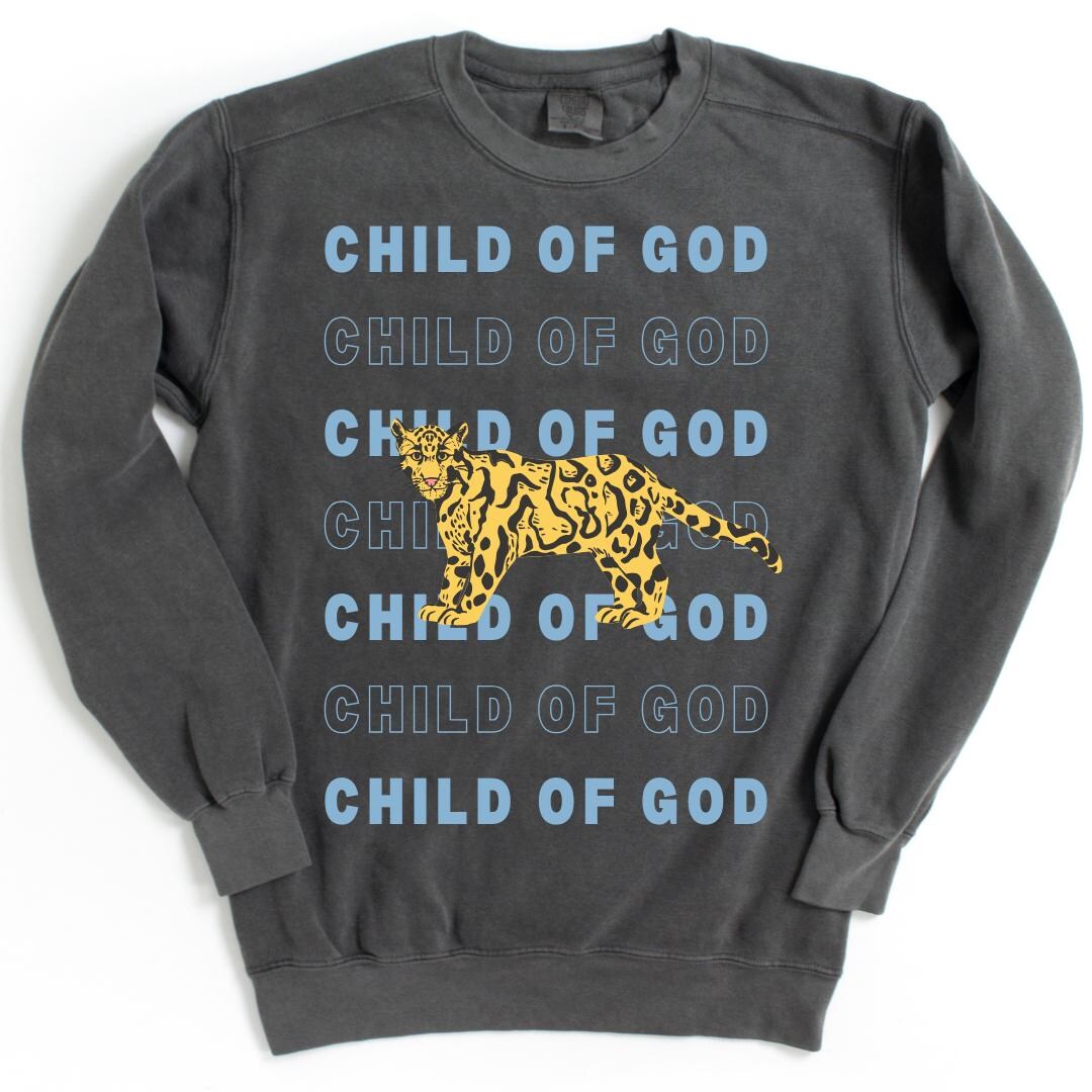 Child of God Cheetah Crewneck Christian T-shirts, Faith-based Apparel ...