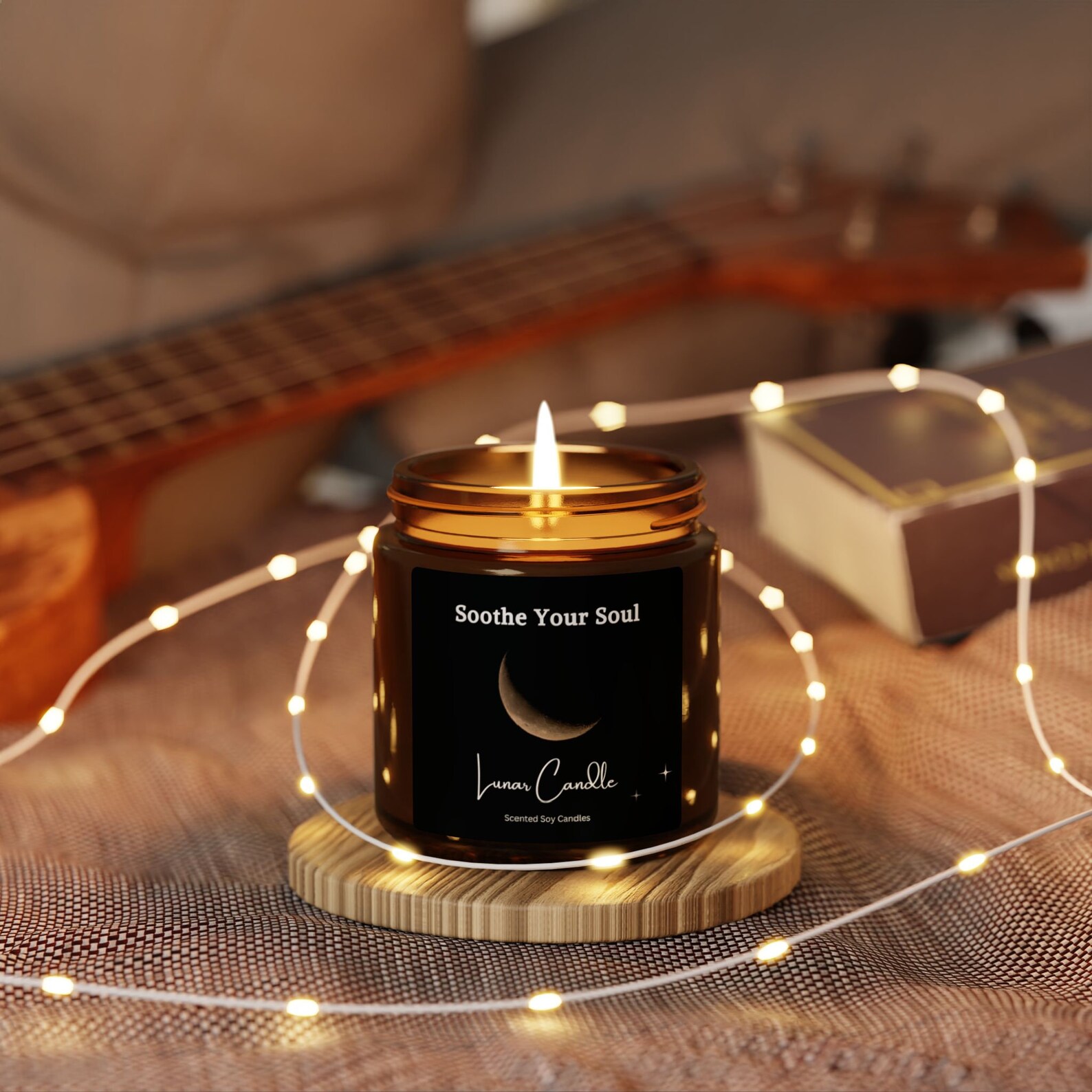 Soothe Your Soul Scented Lunar Candle: Amber Glass, Soy Wax - Etsy