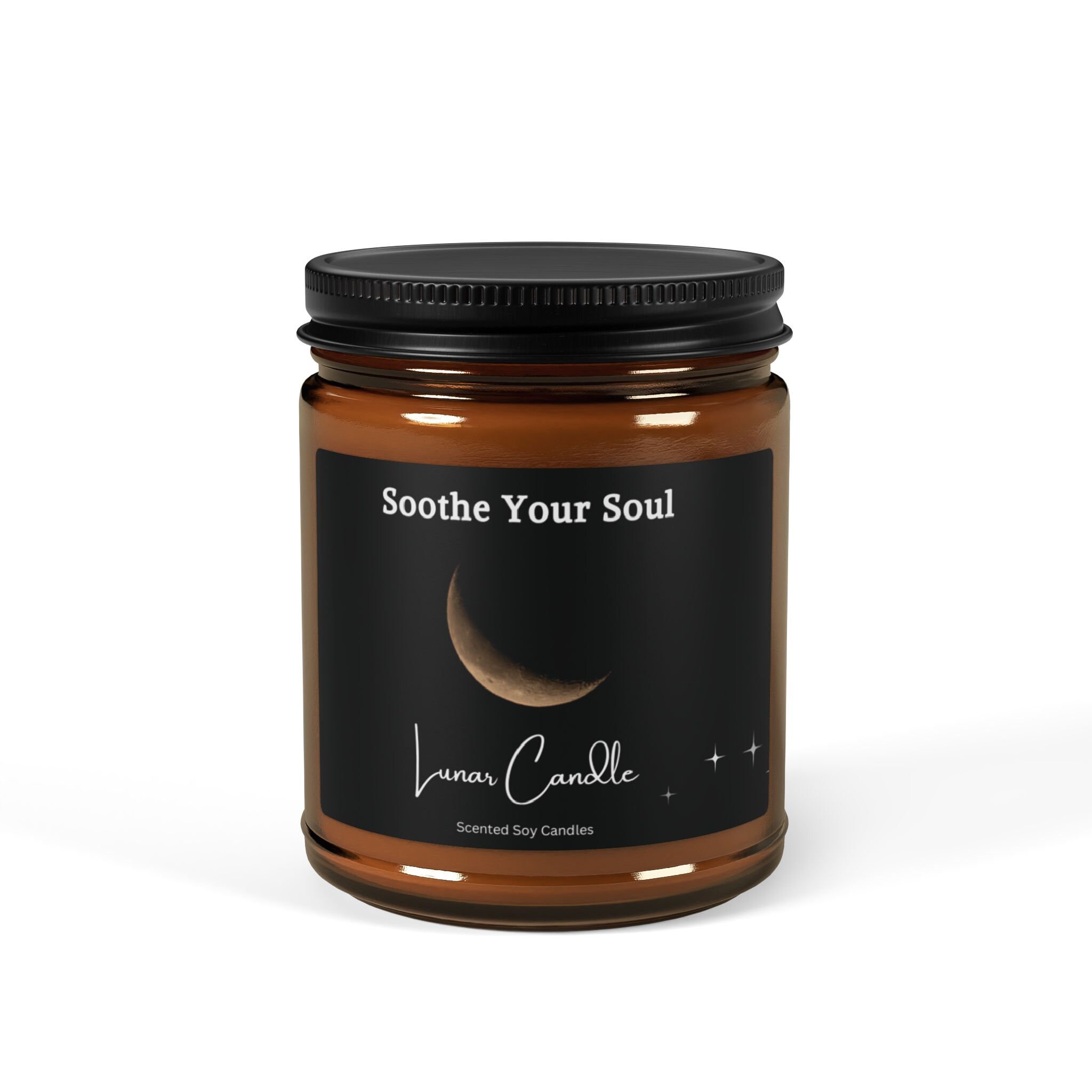 Soothe Your Soul Scented Lunar Candle: Amber Glass, Soy Wax - Etsy