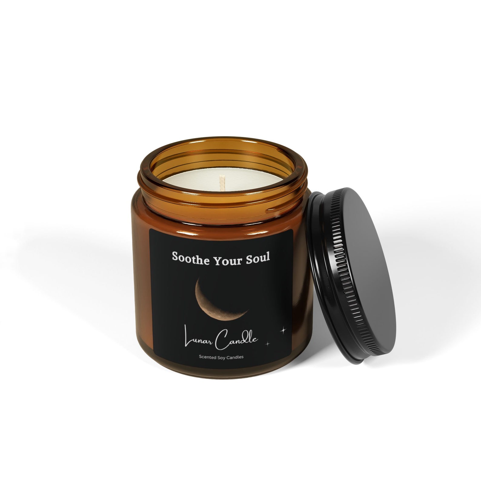 Soothe Your Soul Scented Lunar Candle: Amber Glass, Soy Wax - Etsy
