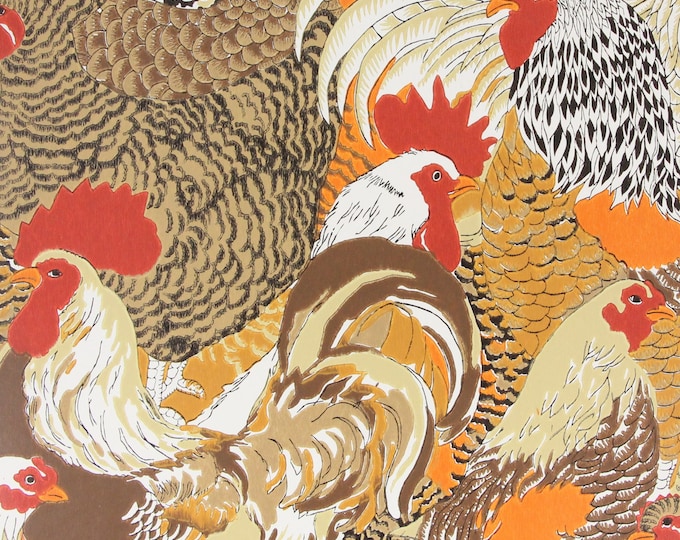 1970s Vintage Wallpaper - Roosters Hens Leghorn Plymouth Rock, Sold by ...