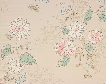 1940s Vintage Wallpaper Large Pink Cabbage Roses on Burgundy | Etsy