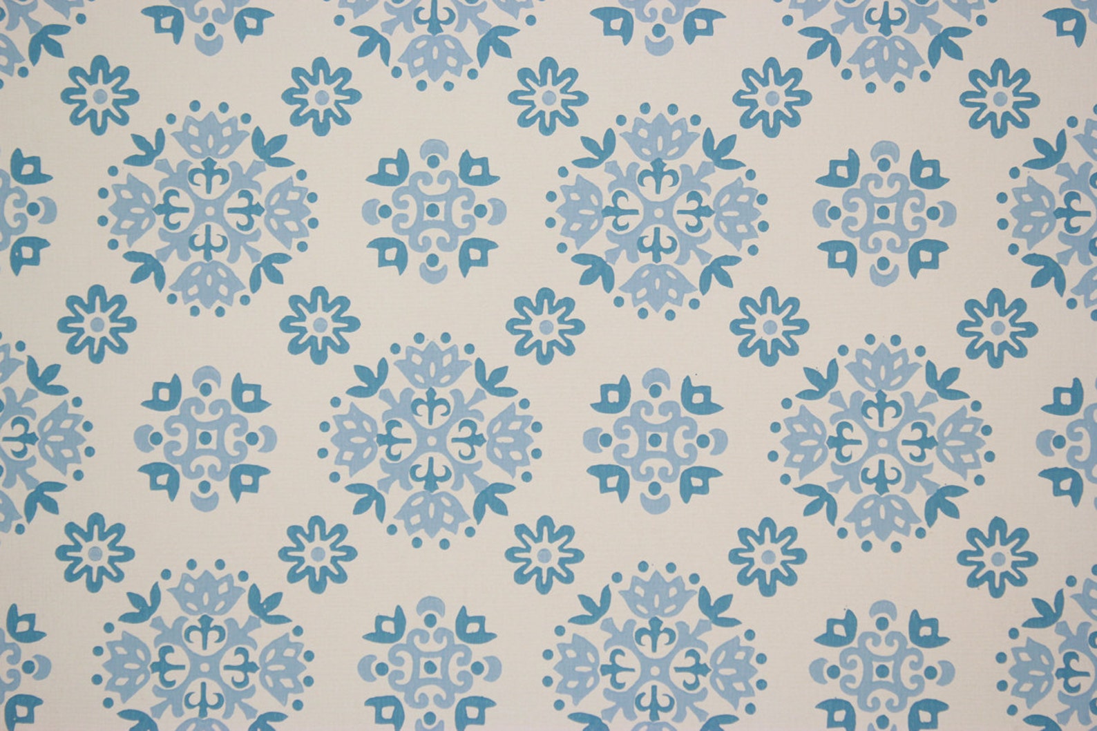 1960s Vintage Wallpaper Blue Geometric on White by the Yard | Etsy