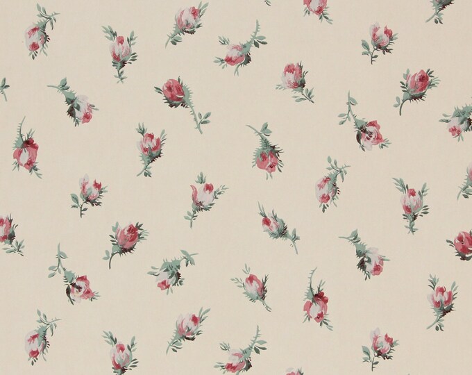 1940s Vintage Wallpaper Pink Rosebuds on White by the Yard - Etsy
