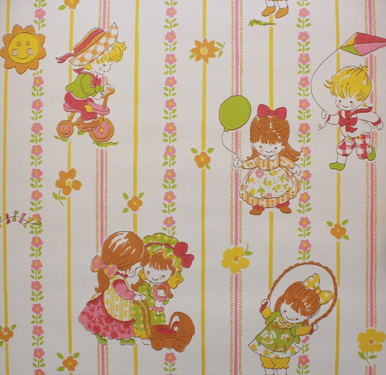 1970s Vintage Wallpaper Retro Children Playful Boys and Girls - Etsy