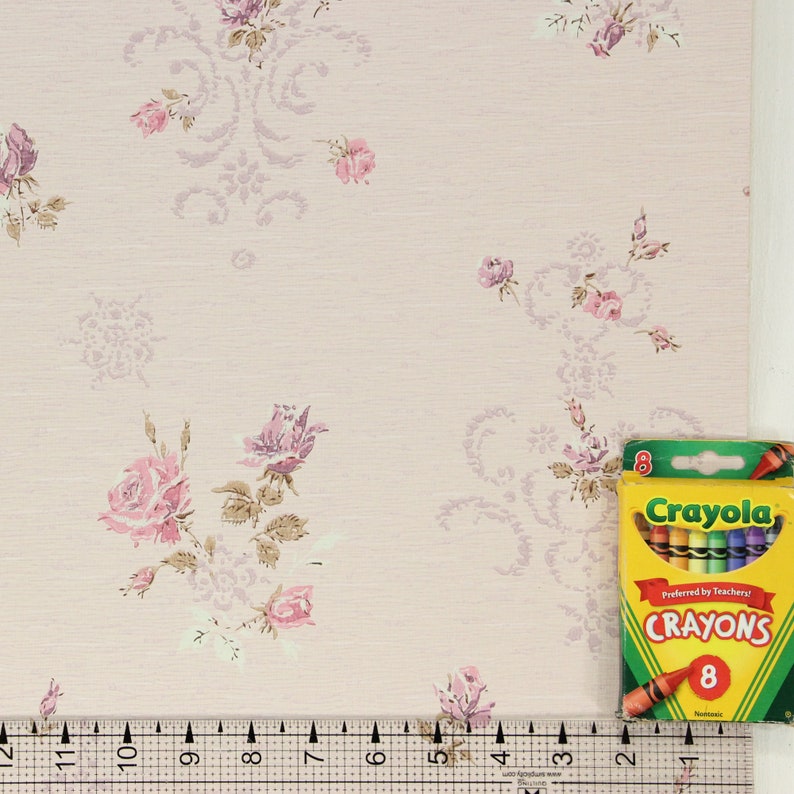 1960s Vintage Wallpaper - Purple Roses and Scrolls, Sold by the Yard - Etsy