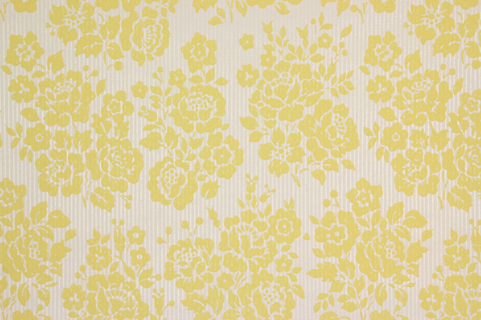 1960s Vintage Wallpaper Yellow Rose Bouquets on White by the | Etsy