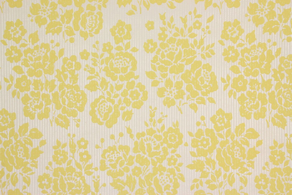1960s Vintage Wallpaper Yellow Rose Bouquets on White by the | Etsy