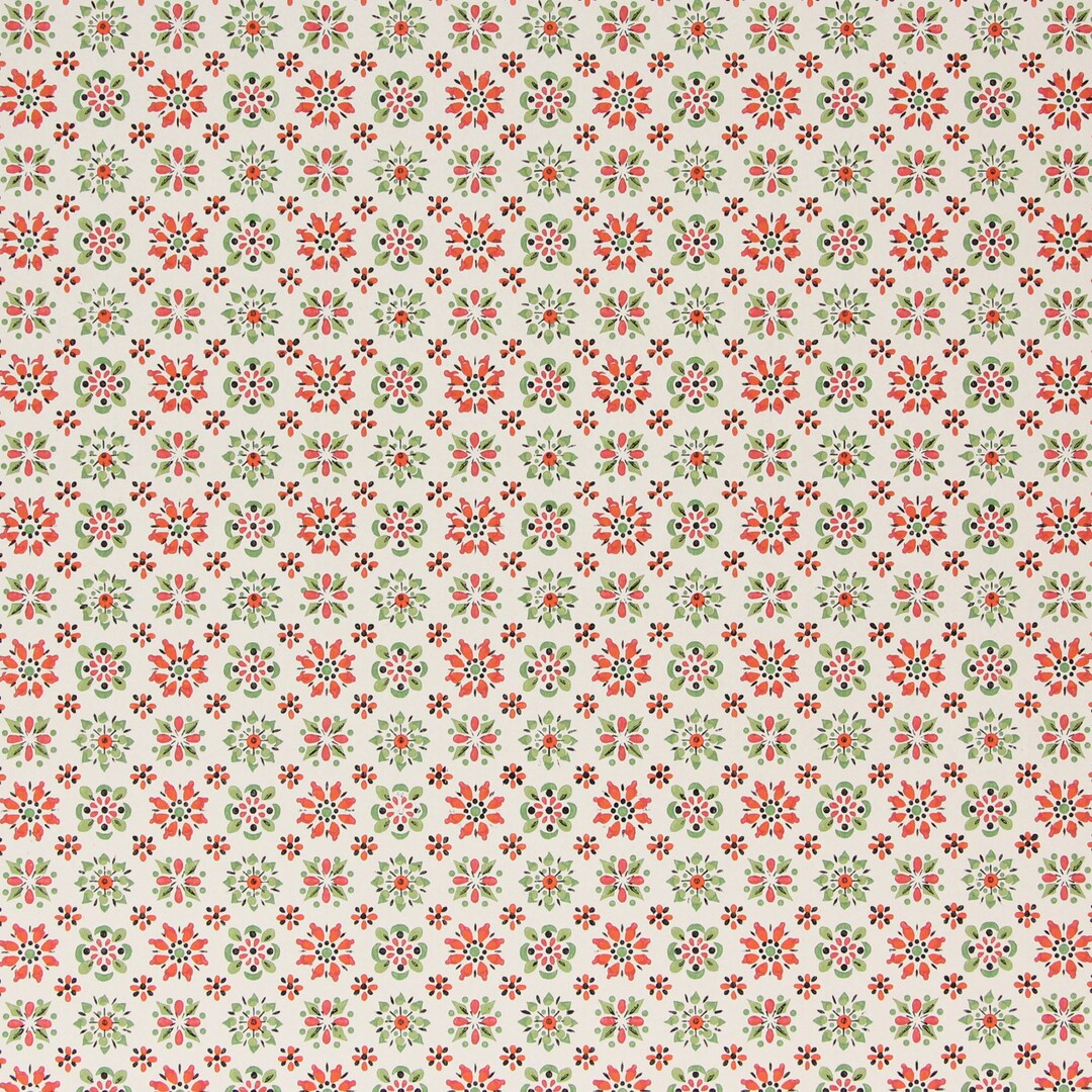 1960s Vintage Wallpaper - Small Red and Green Geometric, Sold by the ...