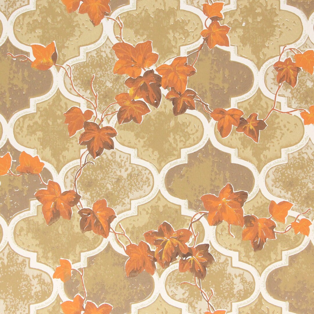 1970s Vintage Wallpaper - Orange Ivy on Stone, Sold by the Yard - Etsy