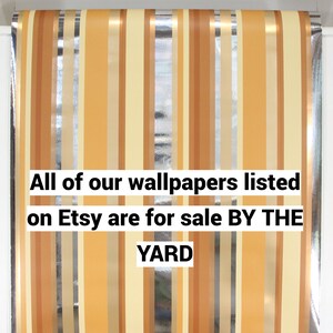 1970s Retro Wallpaper - Mylar Brown and Beige Stripe on Silver, Sold by ...